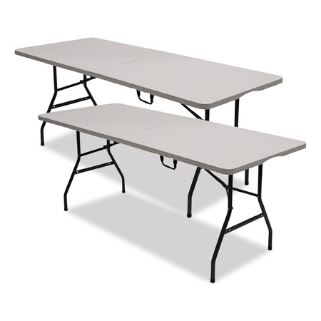 Iceberg Bifold Resin Folding Table, Rectangular, 70.9 in.x29.1 in.x30 in., White Granite Top ...